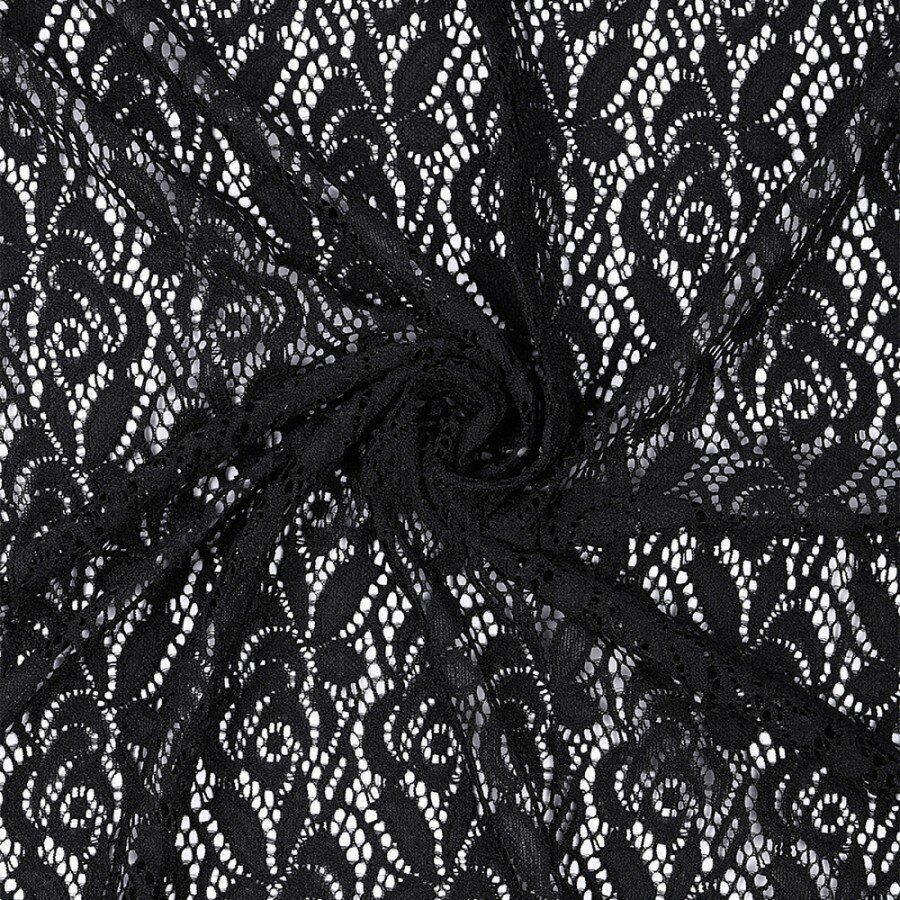 Ткань гипюр стрейч SZ031636 160г/м² ш.150см, цв. черный, уп.1м