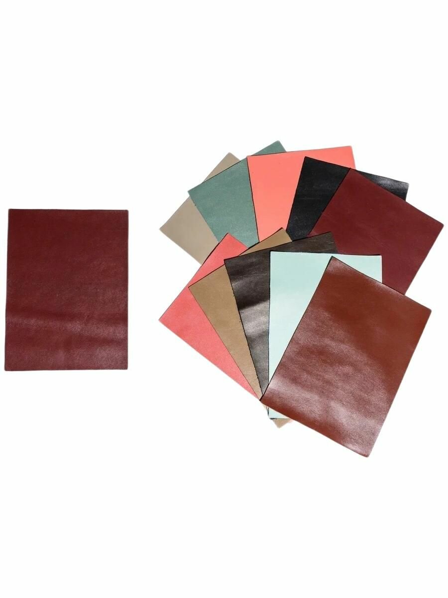 Кожа натуральная галантерейная в листах. Берг 1.2-1.4 мм. Красно-коричневый. А4.