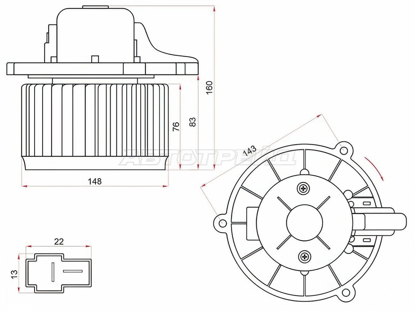 Мотор отопителя салона, печки для КИА Церато, Спектра арт ST971132F000 SAT