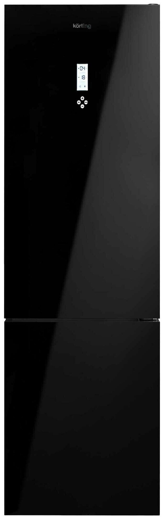Холодильник Korting KNFC 61868 GN 360 (266/94) л, No Frost, черное стекло