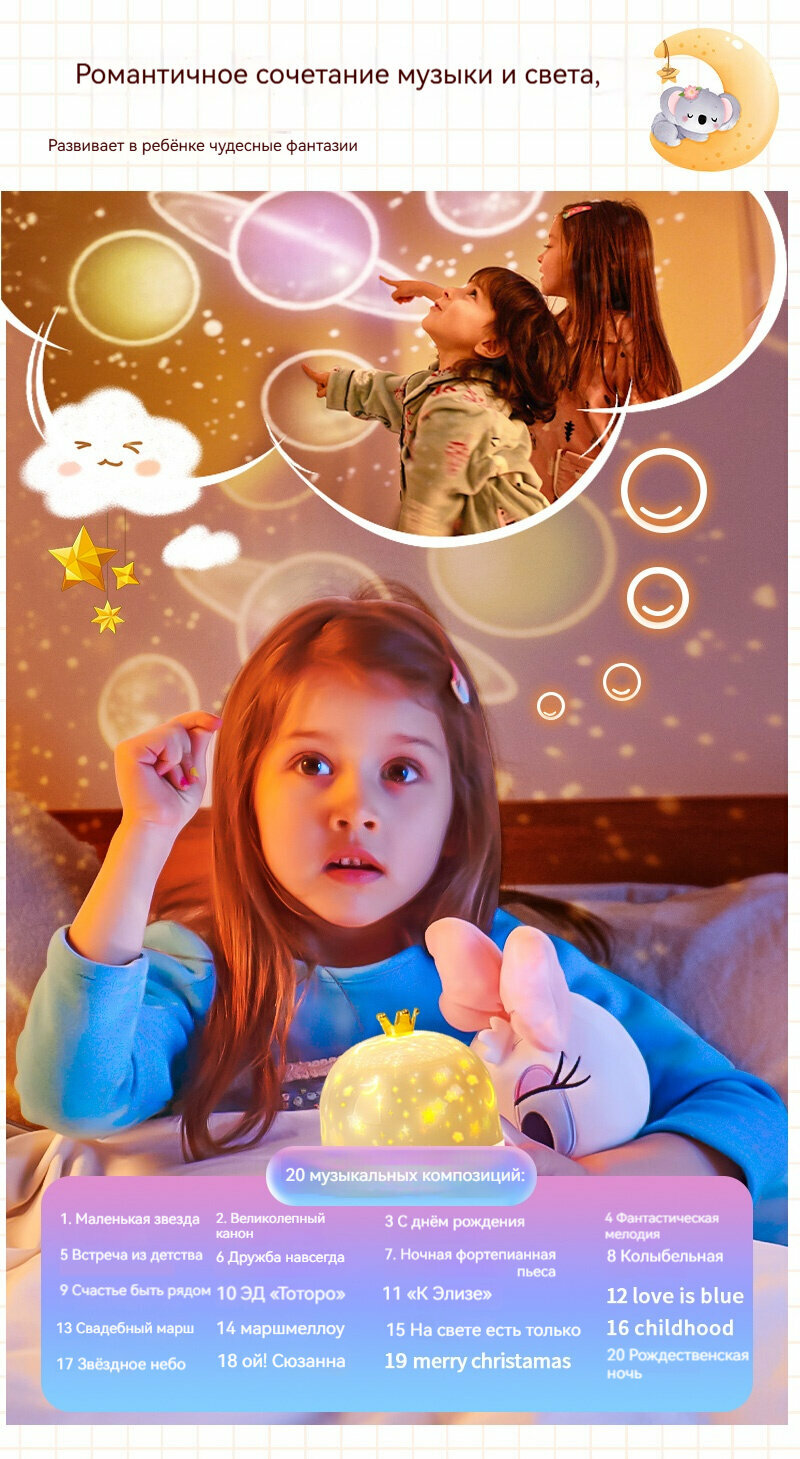 [Новогодняя распродажа]Ночник-проектор "Корона", светодиодная подсветка, 21 сменный слайд, Bluetooth-версия.