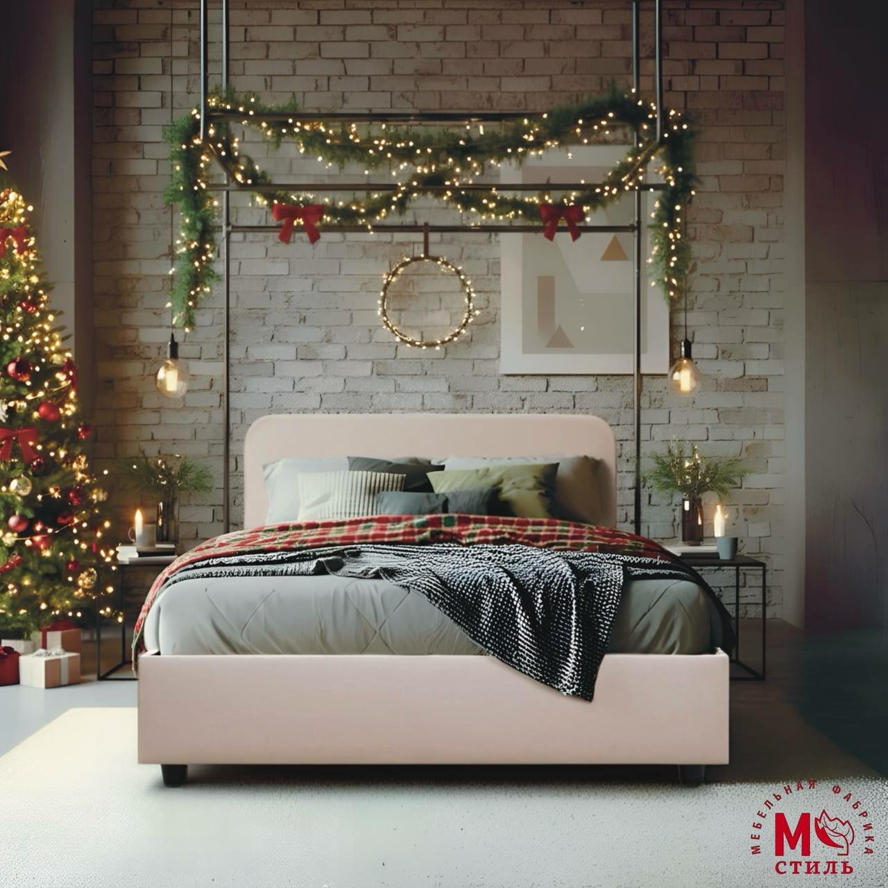 Кровать двухспальная М-Стиль "Жасмин", спальное место 200*160, без ящика для хранения