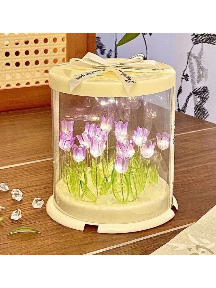 Ночник DIY Торт "Тюльпановое Море", питание от батареек, длина 10 см