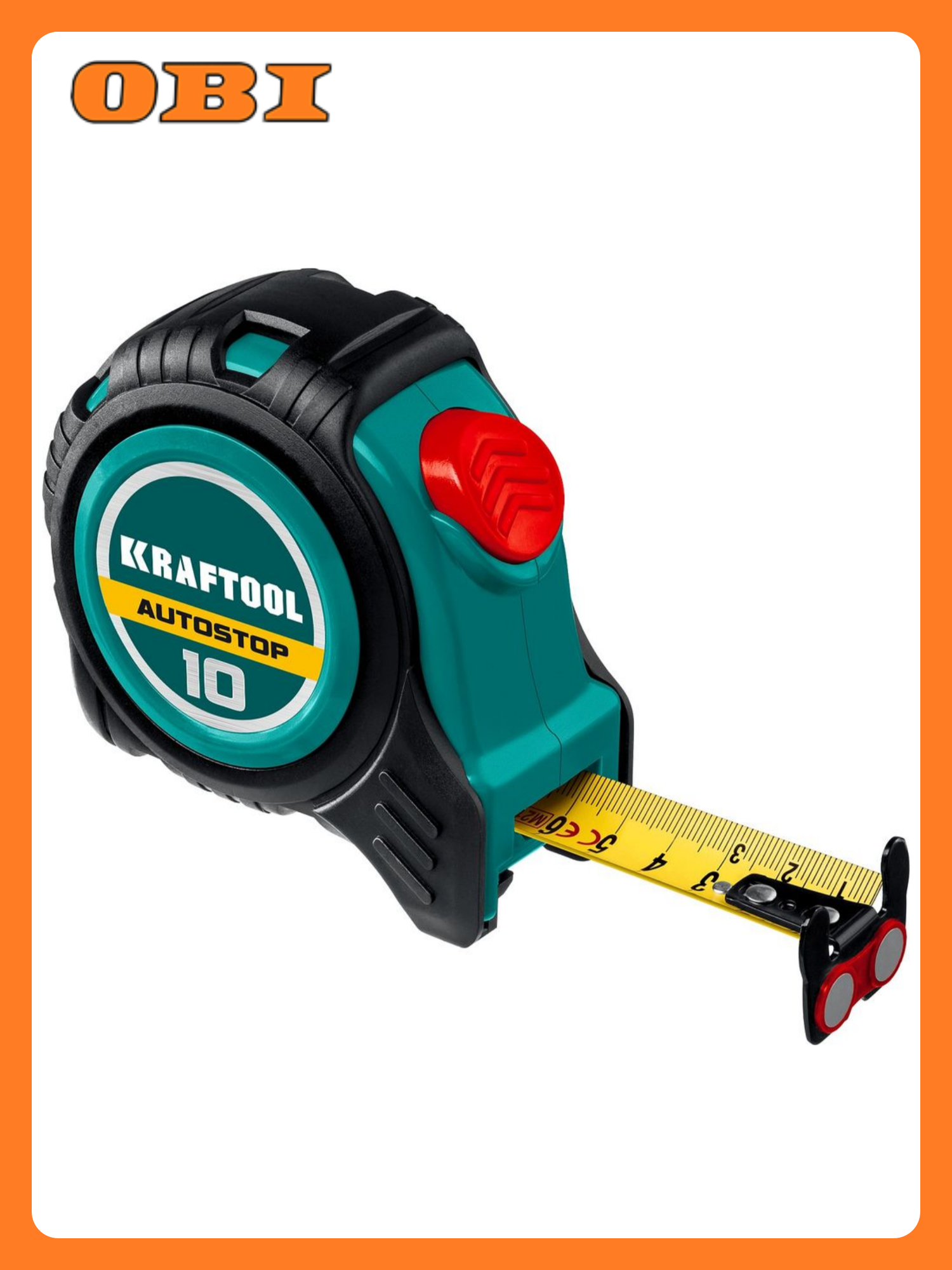 Рулетка Kraftool, с автостопом, двухсторонняя шкала, нейлоновое покрытие, 10м х 25мм