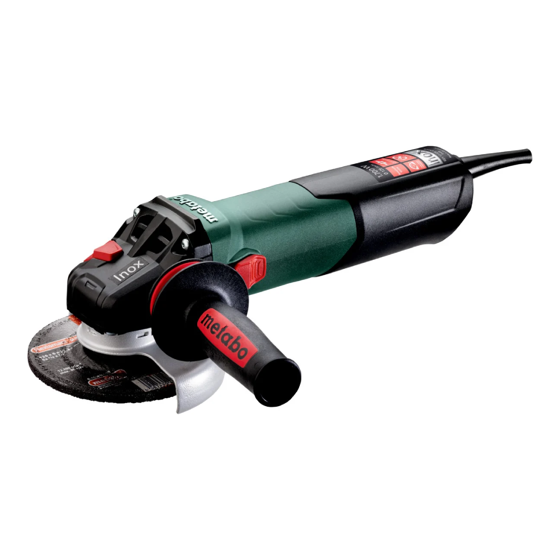 Шлифмашина угловая Metabo WEV17-125QuickInox 600517000, 1700 Вт, диск 125 мм, 7600 об/мин, М 14, 3.7 Нм, зеленый