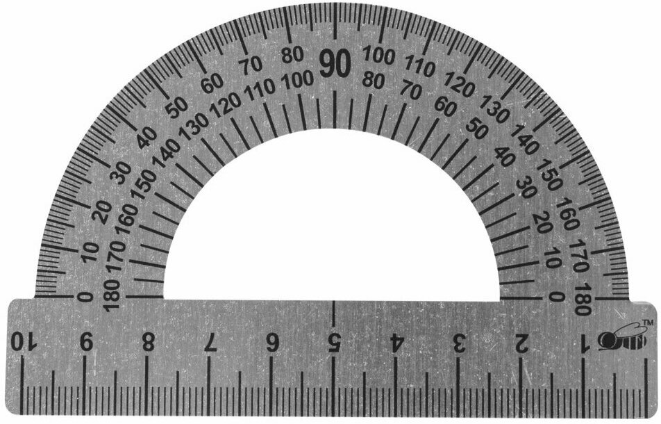 Транспортир 10 см, 180 градусов, металлический, пифагор, 210637, 210637