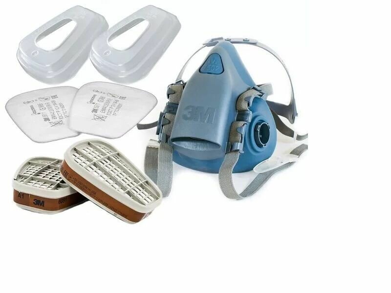 Респираторная маска 3М "7502" с фильтрами, многоразовая, универсальная, силиконовая, размер M