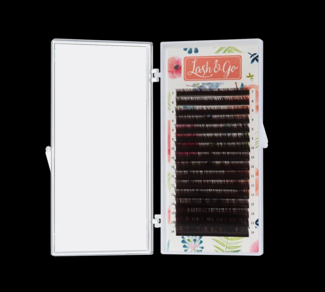 Коричневые ресницы Lash&Go Espresso C 0.07 mix 7-14 мм (16 линий)