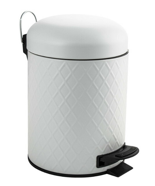 Ведро мусорное Sanaks круглое с педалью Белое эмаль с узором 5л 1505