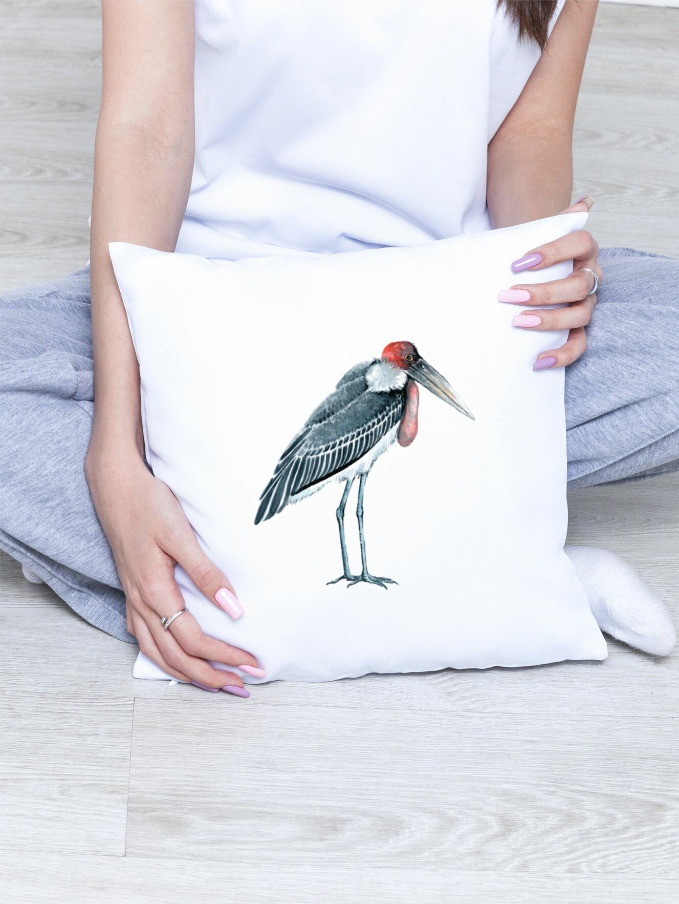 Подушка Марабу ( Подушка Марабу , Марабу , Подушка с Марабу , Марабу подушка , Подушка с изображением Марабу , подушка с птицей , подушка с изображением птицы , подушка птица ) 35х35см