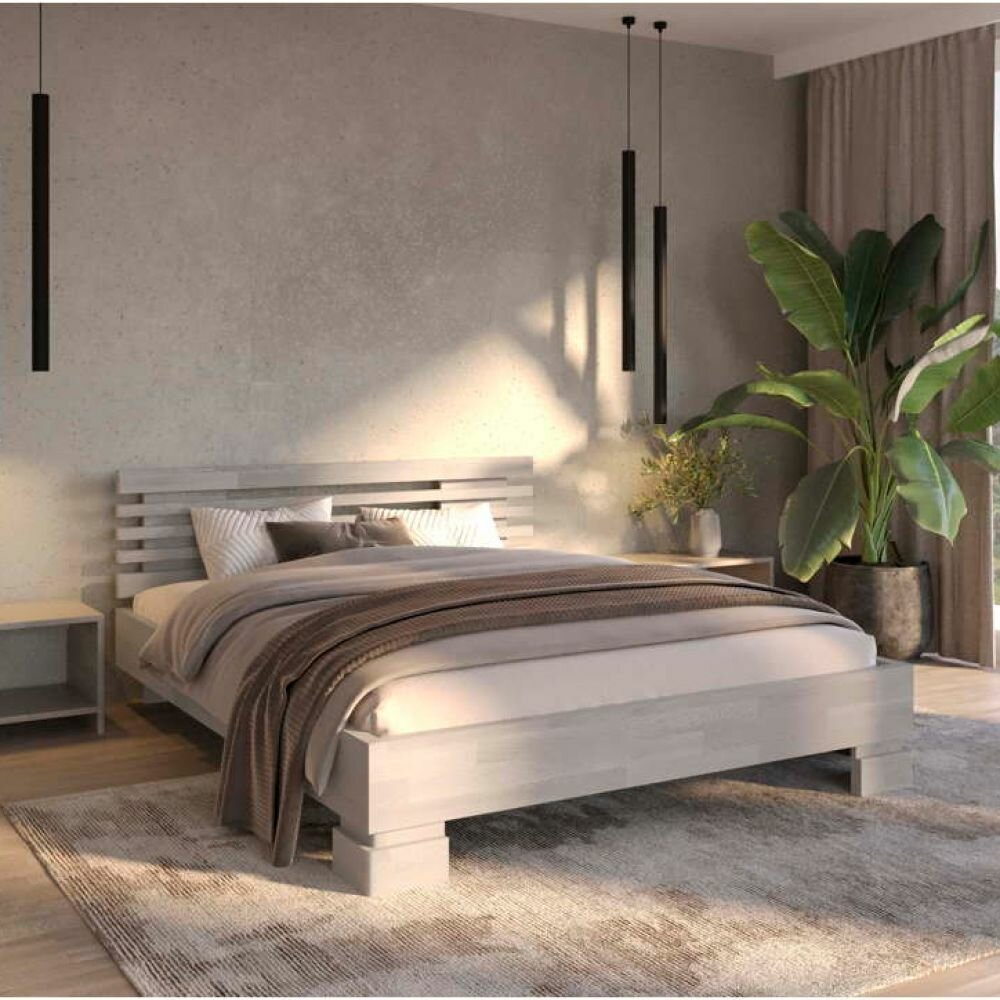 Кровать двуспальная 160x190 Фудо цвет Беленый дуб