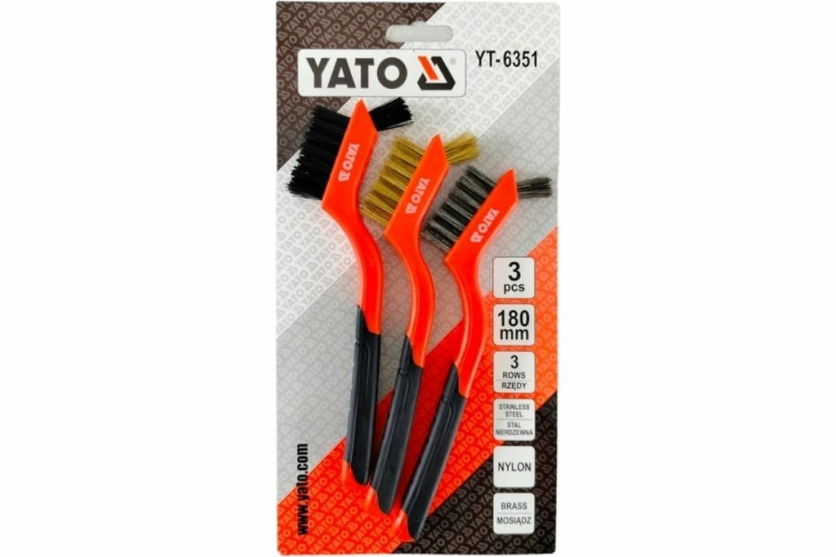 YATO YT6351 Набор металических щёток 3пр.180мм/пласт. ручкой