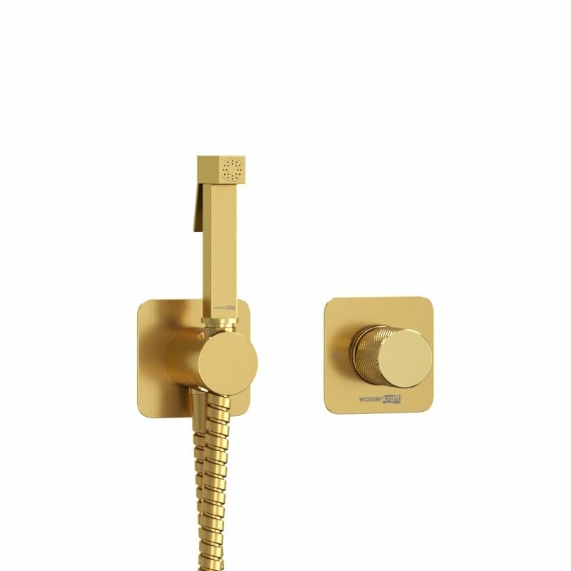 Встраиваемый комплект для биде со шлангом, WasserKRAFT, матовое золото A8251.285.237.213