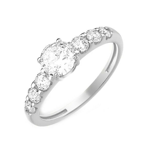 Кольцо, серебро, 925 проба, родирование, фианит