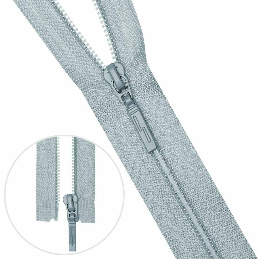 Молния пластиковая прошивная ТРК-3 Я 60 см (светло-серо-голубой 119) с 1 замком / Швейная разъемная молния трактор 1 шт