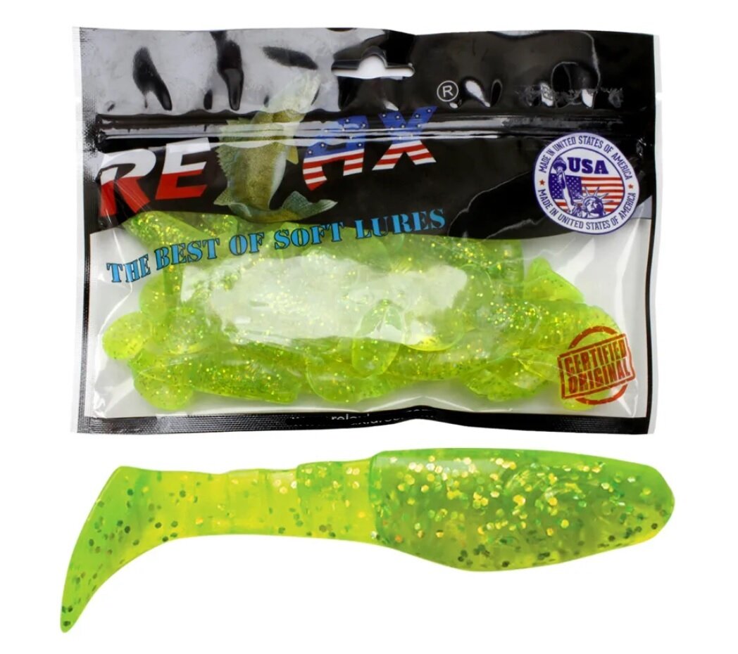 Мягкая силиконовая приманка риппер RELAX KOPYTO BLS 4, 10,0cm 13,8g цвет S203 (Chartreuse-hologram Glitter) 1 уп. по 10 шт.