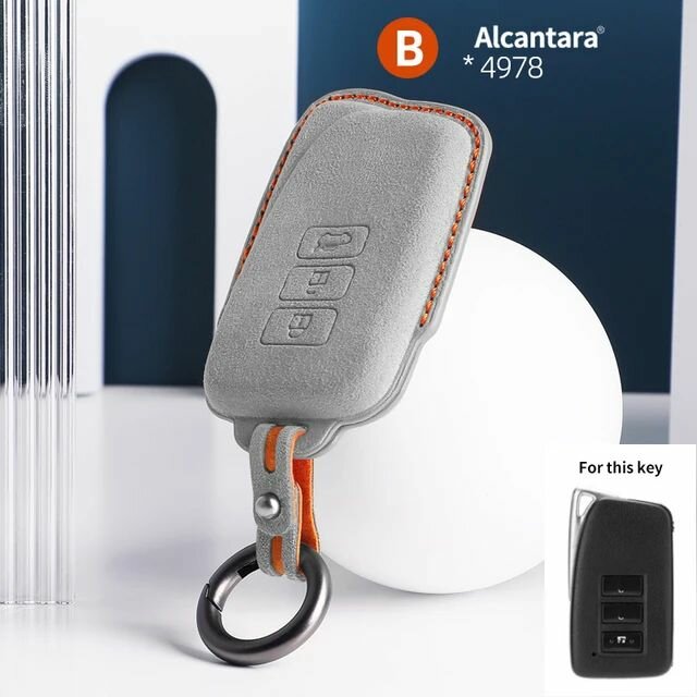 Чехол для ключа Lexus (3 кнопки) итальянская алькантара / Чехол на ключ Лексус RX NX LX ES RC IS