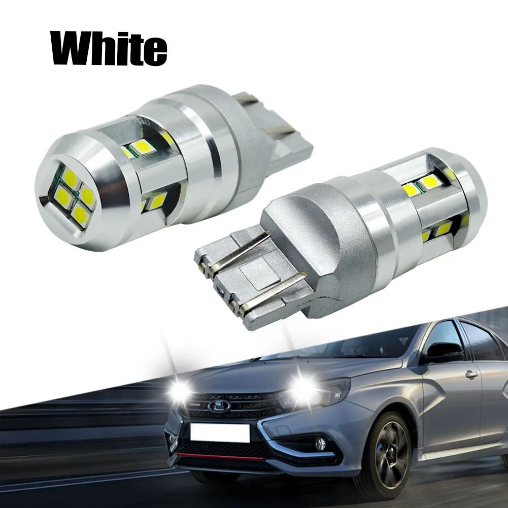 2 шт. T20 7443 W21/5W 7443 светодиодные лампы Srck для LADA Vesta Granta Kalina передние дневные ходовые/позиционные огни 6000K белый/янтарный 6000K White, 7443 Srck