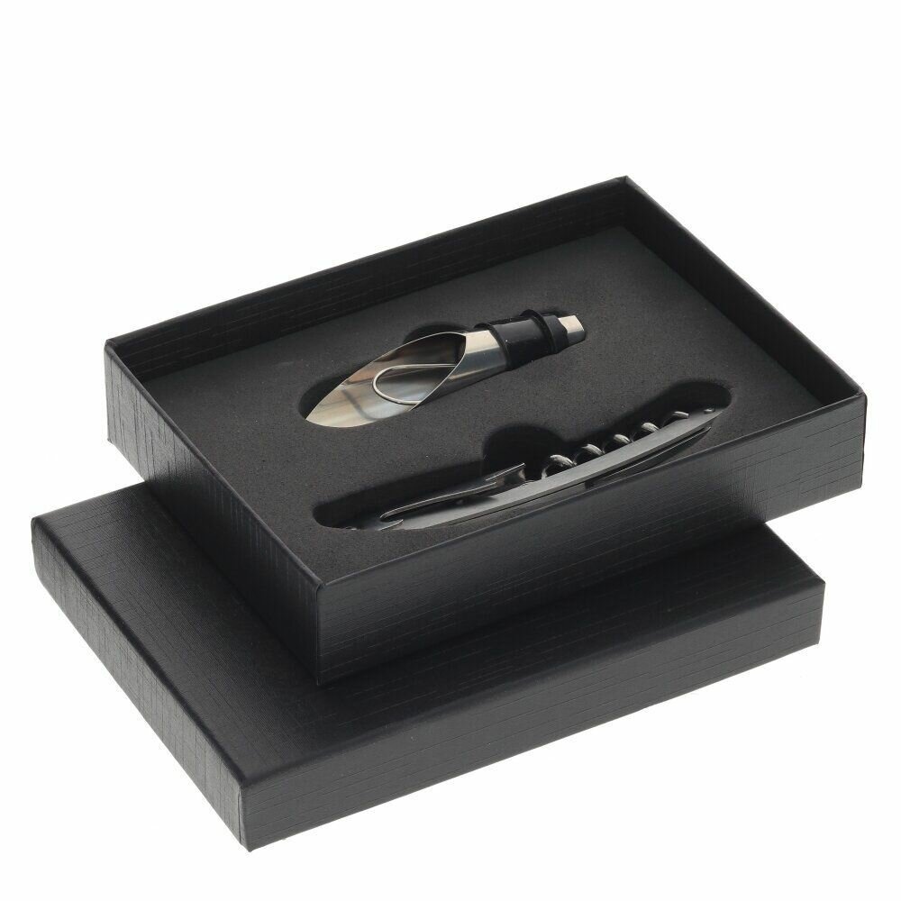 Набор для вина (2 предмета), Набор сомелье, штопор, пробка-дозатор. L12 W15 H3 см