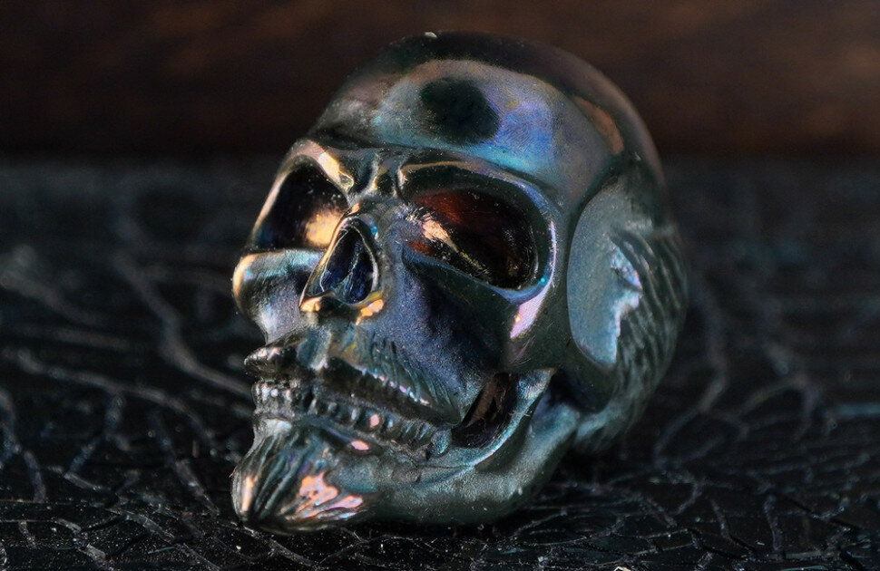 Бусина для темляка Кожа Ильича Череп Ильича, кобальт