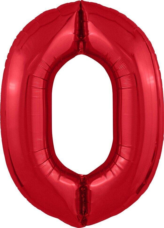 Шар (40'/102 см) Цифра, 0 Slim, Красный, 1 шт. в упак.