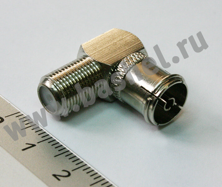 Переходник гнездо «F» - гнездо TV угловой