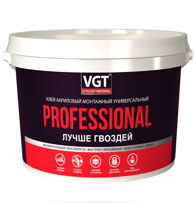 Клей монтажный акриловый VGT Professional 3 кг белый