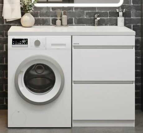 Тумба напольная Onika Милтон 120R с раковиной Аванти 120 крыло слева под стиральную машину