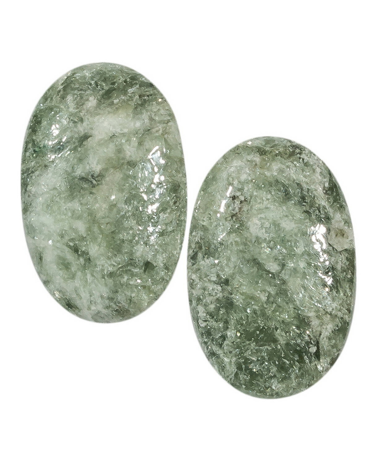 Парагонит (пара), кабошоны из минерала, размер: 28х19х5 мм, натуральный камень.