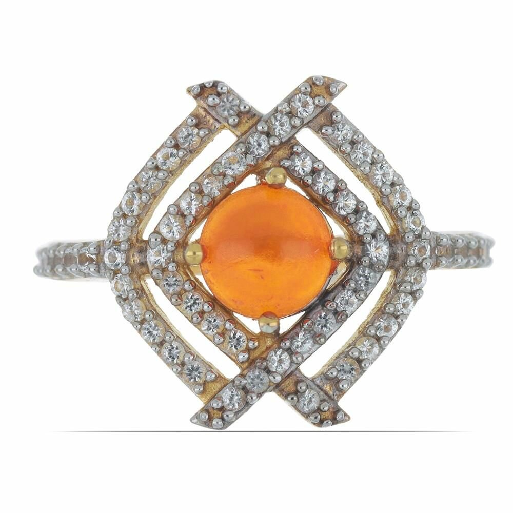 Кольцо тонкое, серебро, 925 проба, топаз, опал