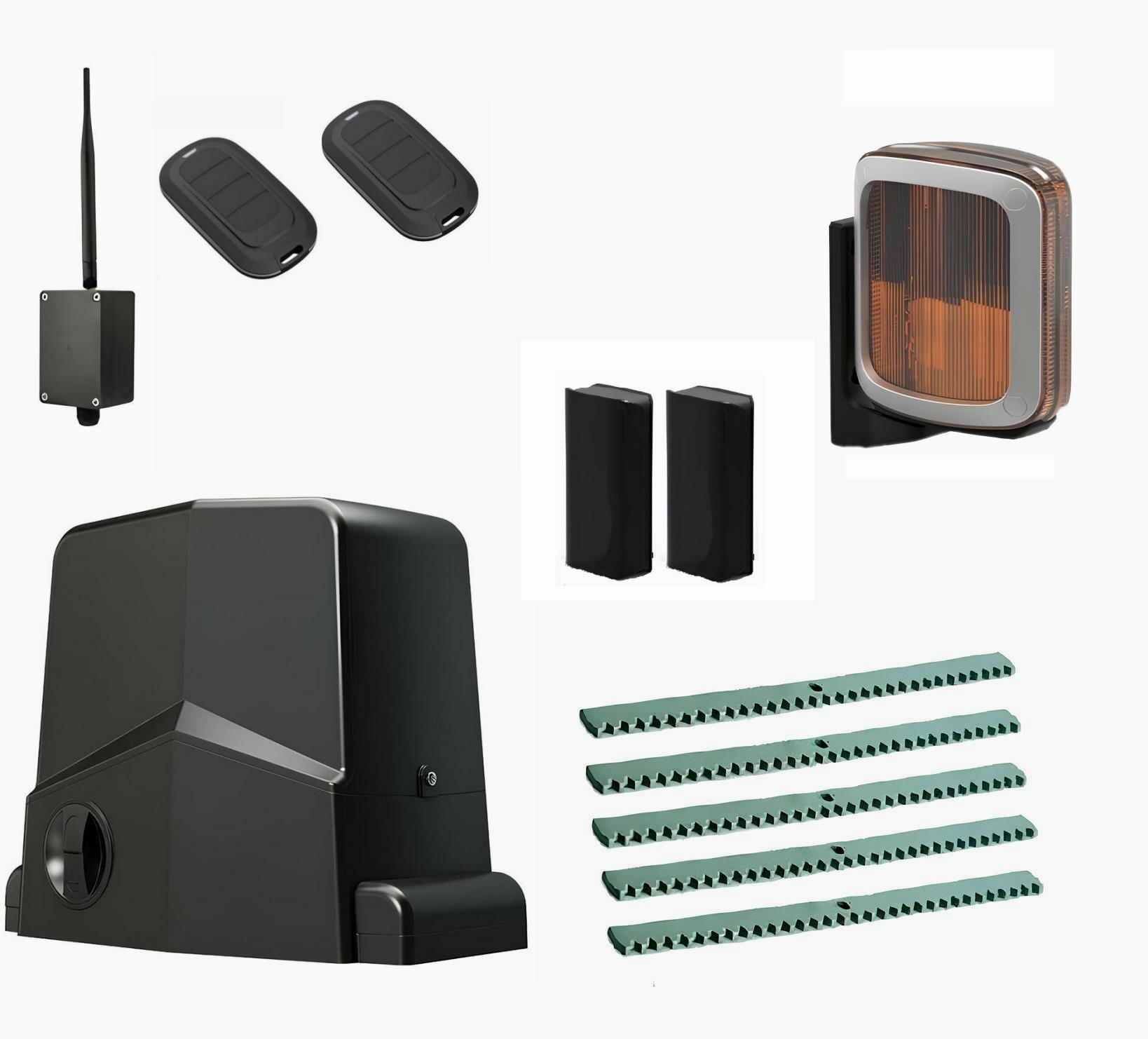 Автоматика для откатных ворот ARW-1000MKIT FULL5-A-BT, комплект: привод, 2 пульта, лампа, фотоэлементы, 5 реек, Bluetooth-модуль