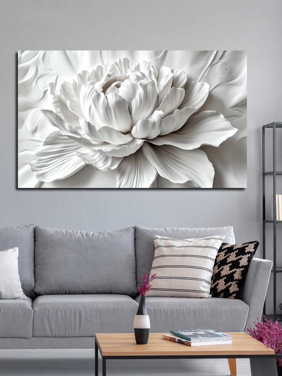 Картина на холсте LOFTime 60х100 Цветок барельеф бел 1 КБ-849-60100