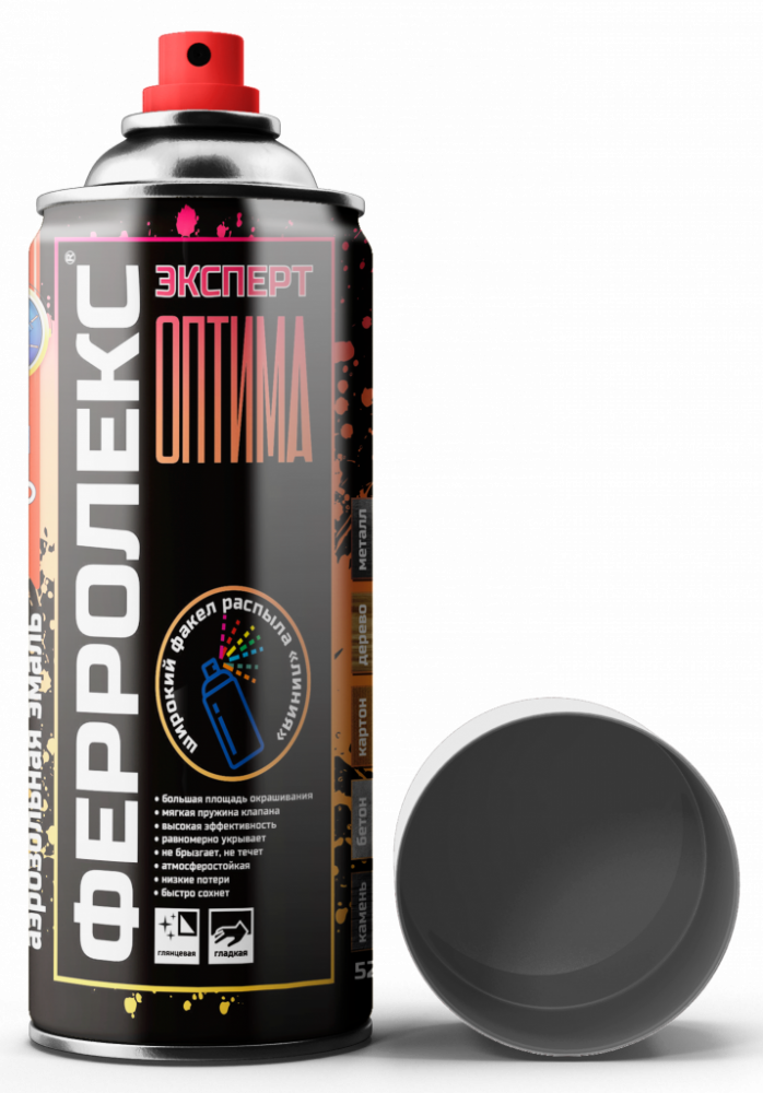 Эмаль Аэрозольная Красковия Ферролекс Эксперт Оптима 520мл Глянцевая, Универсальная, RAL7040.