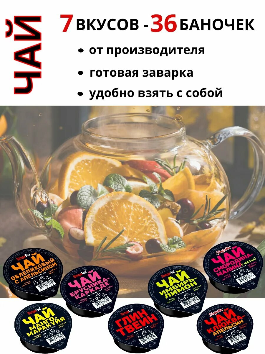 Набор чая порционный SimpaTea ассорти 7 вкусов 36 капсул