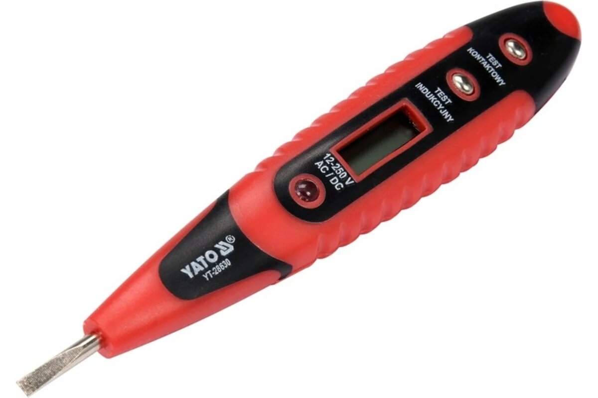 YATO Цифровая отвертка-индикатор 12-250 В с проверкой напряжения, модель YT-28630