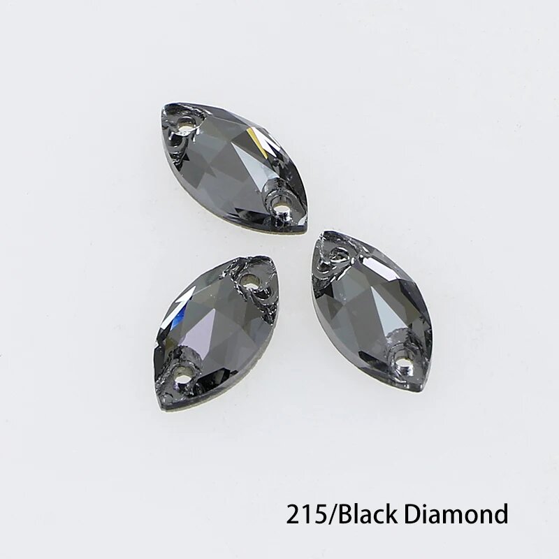 Стразы Navette 18x9mm, 215 Black Diamond, 10шт
