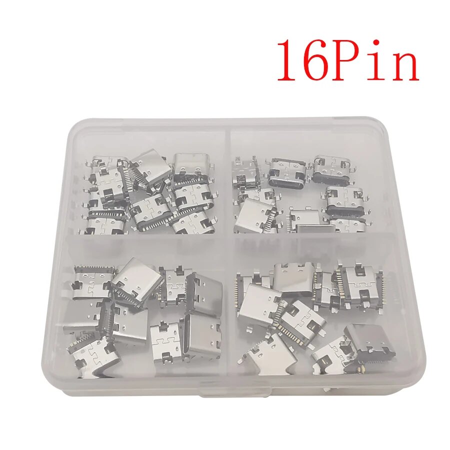 Разъемы USB Type-C 6Pin 16Pin 40шт 40Pcs 16Pin