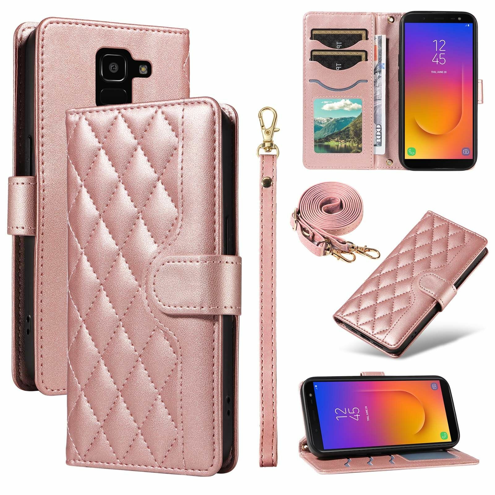 YIKATU Кожаный Чехол Для Samsung Galaxy J6 2018 (Самсунг Галакси Джей 6 2018) С визитницей из экокожи, модный, против падения, подарочный, элитный, книжка