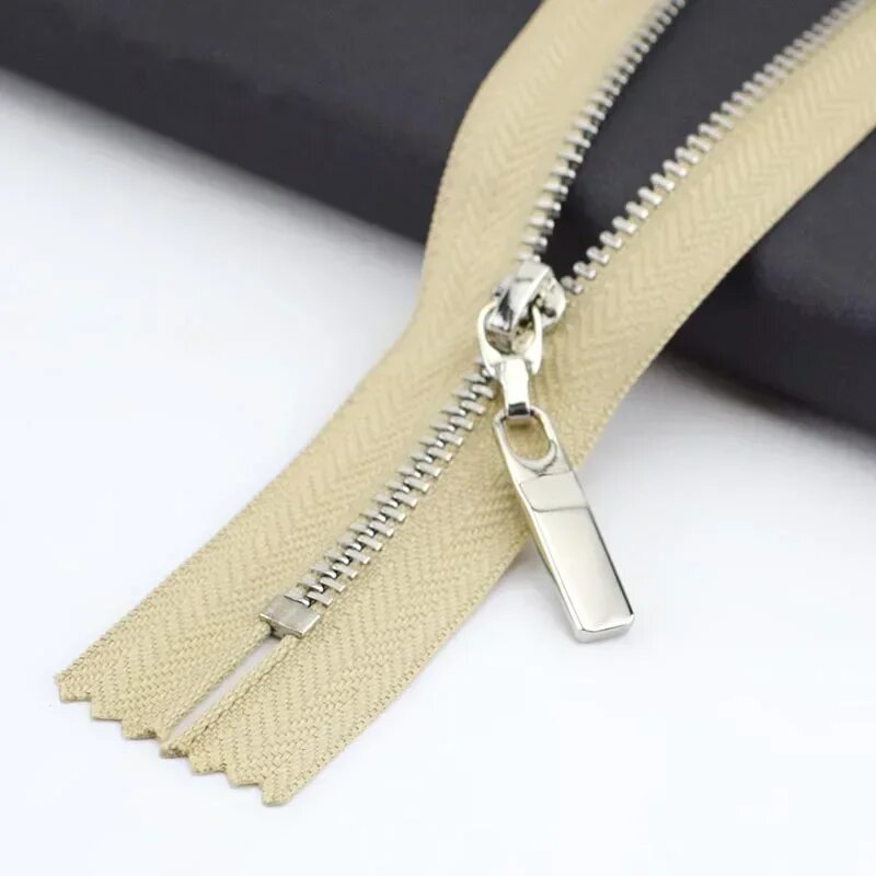 Металлические молнии Meetee 3#, 15-30 см, 3 шт AP393-KhakiSilver, 20cm-3Pcs