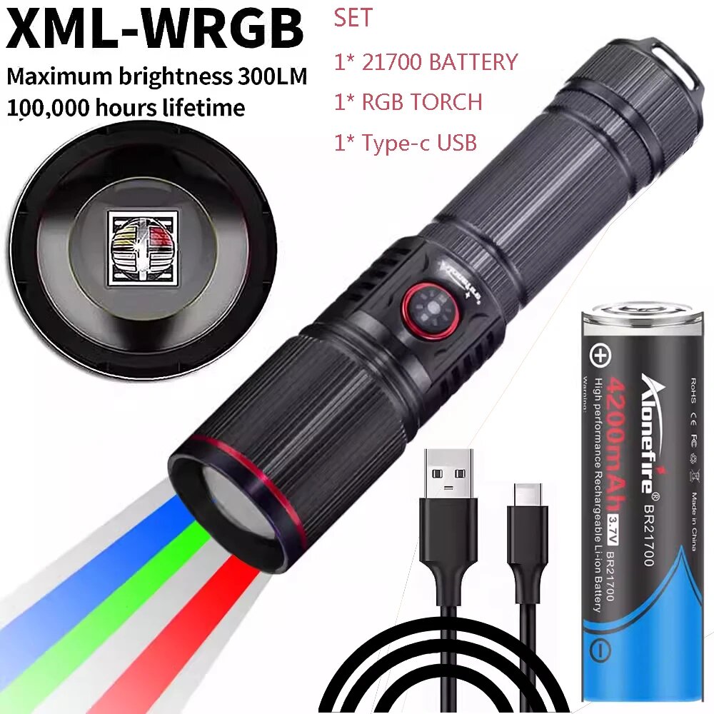 AloneFire SV96 RGB четырехцветный фонарик W RGB LED 21700SET