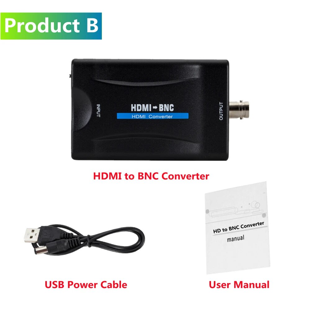 PzzPss Преобразователь BNC-HDMI HDMI to BNC