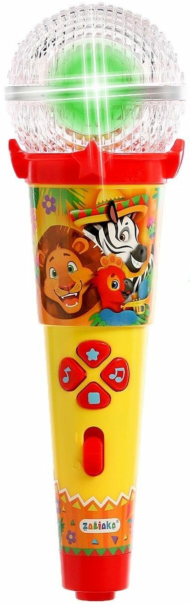 Микрофон детский музыкальный, со звуковыми и световыми эффектами, с мелодиями и песнями, работает от батареек