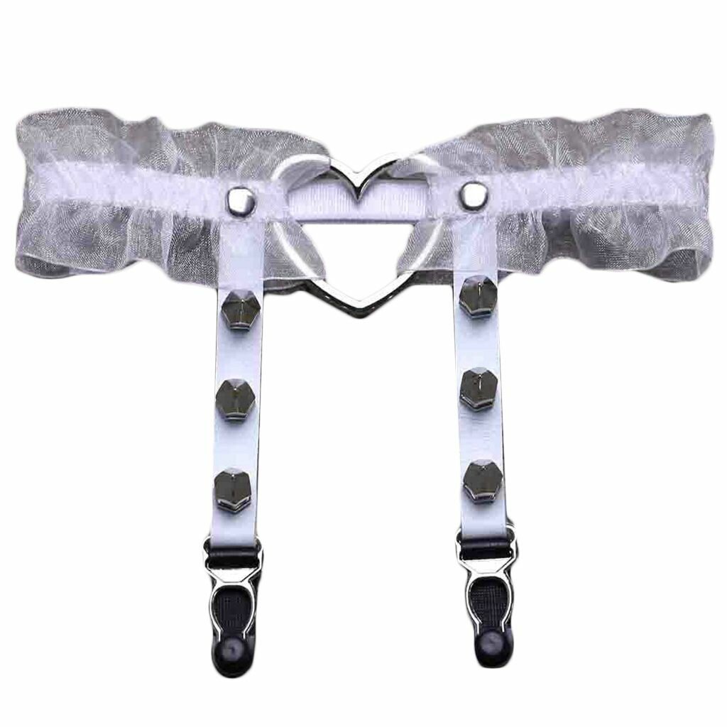 Женский Обтягивающий Пояс-Подвязка из Кружев с Металлическими Сердцами