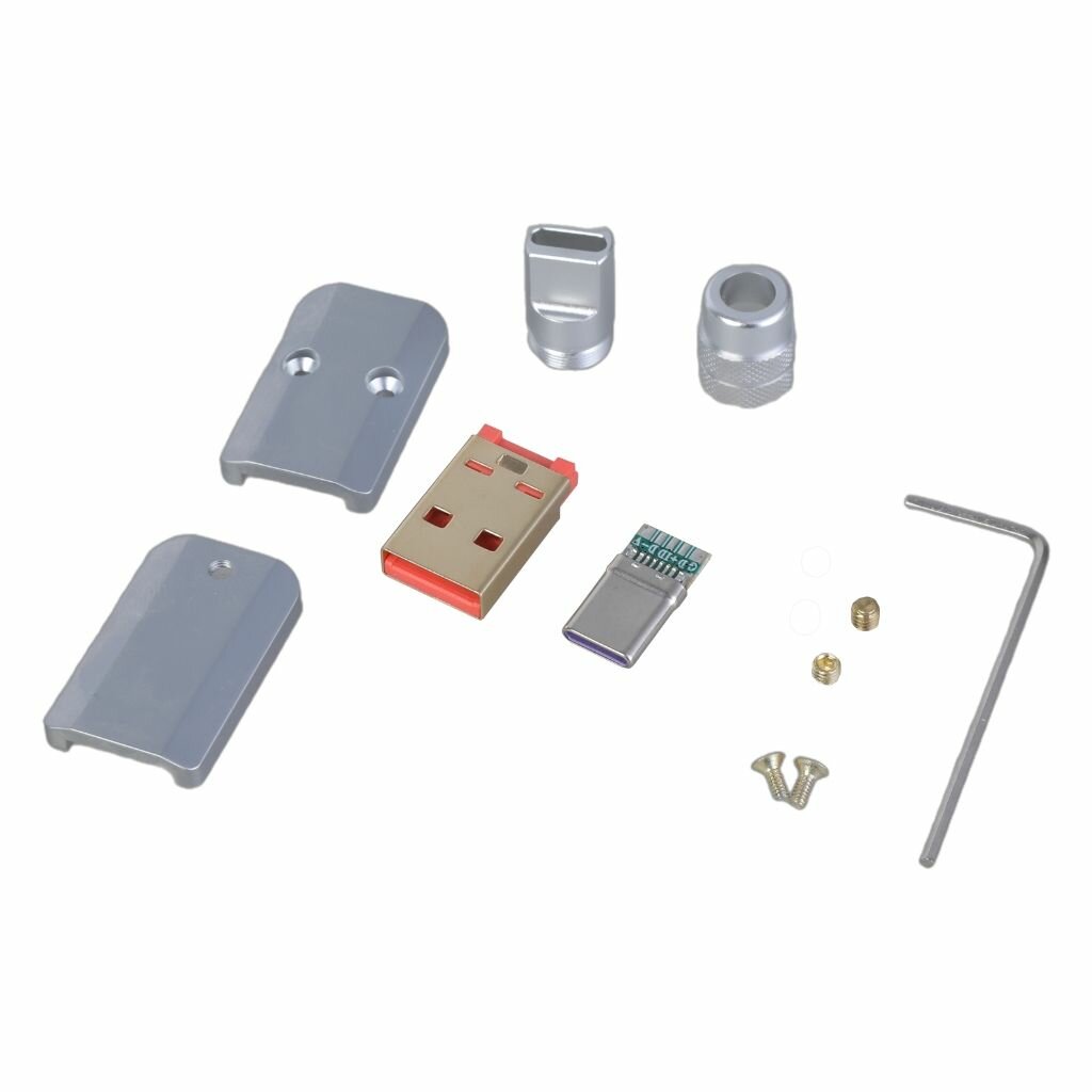Разъем питания, DIY USB на Type C полный протокол быстрой зарядки комплект - серебристый, 1 набор