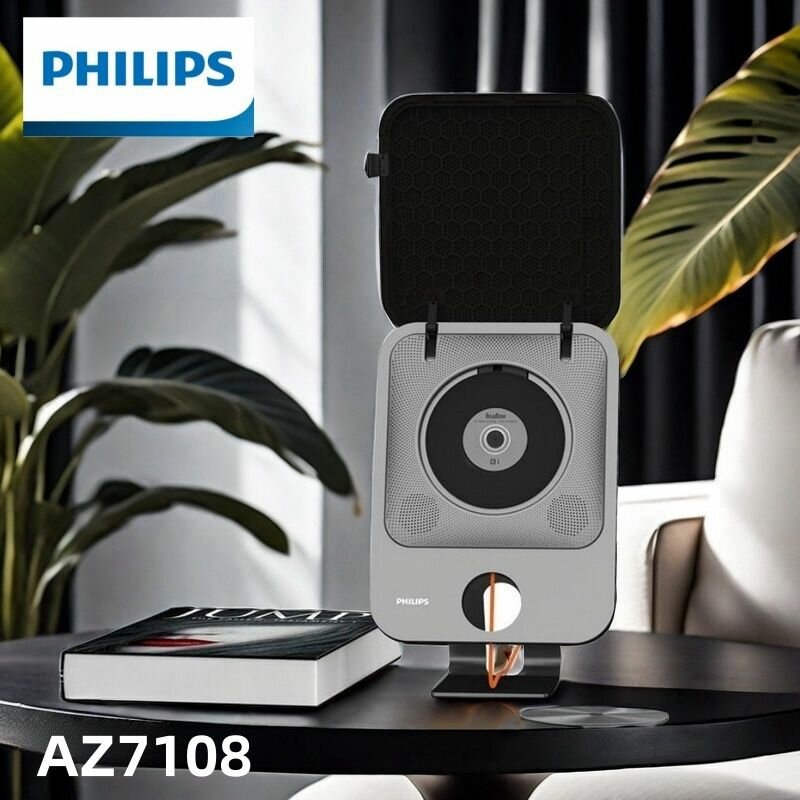 PHILIPS AZ7108 Портативный CD-плеер с Bluetooth, Kак настольные, так и настенные, A