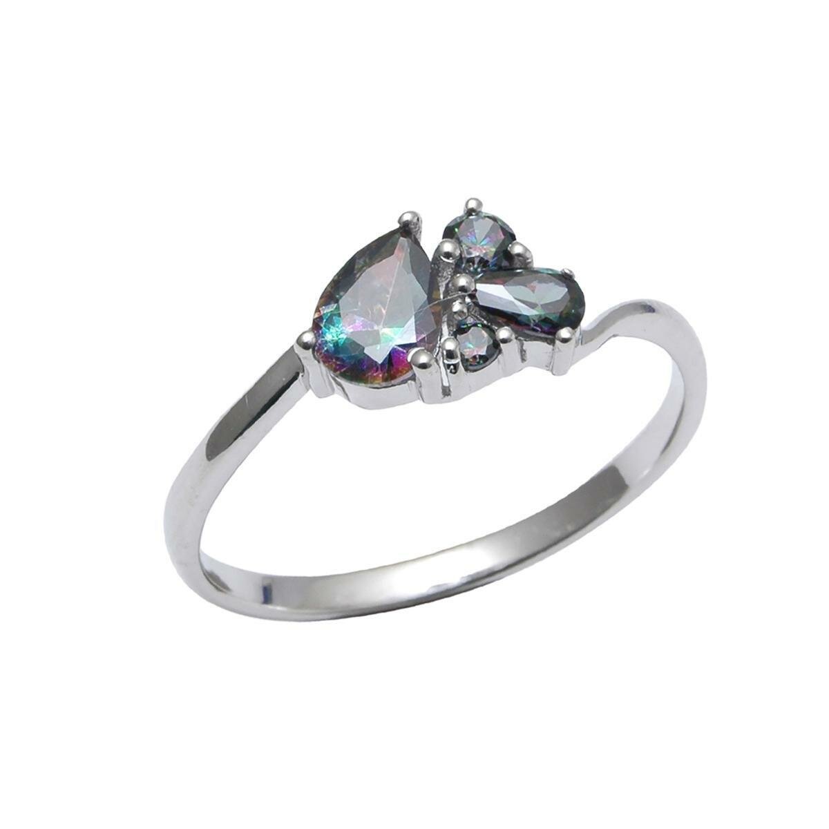 Кольцо тонкое Balex, серебро, 925 проба, родирование, кварц синтетический