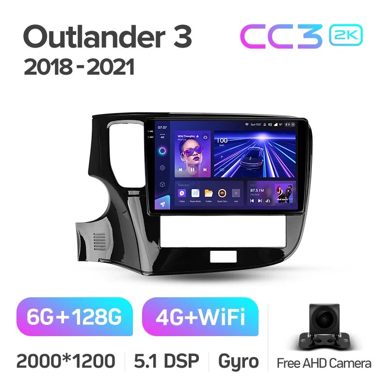 Штатная магнитола TEYES CC3 2K для Mitsubishi Outlander 3 (2018-2021), 8G+128G,