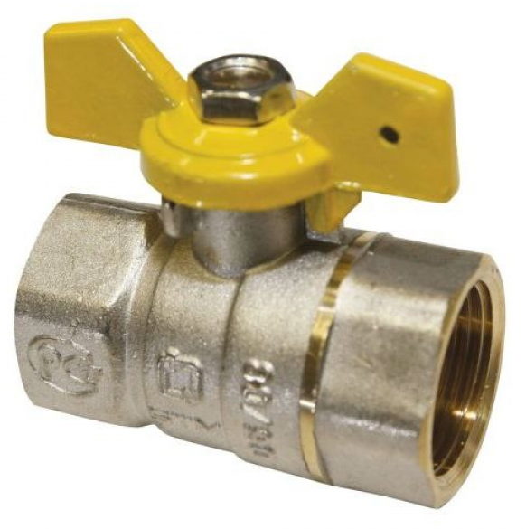 Кран шаровый для газа СТМ прямой, гайка-гайка, бабочка, латунь, серый, резьба 1/2" / запорная арматура