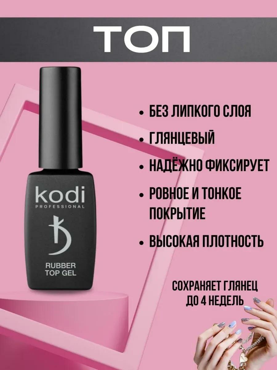 Топ для ногтей Kodi, каучуковый, без липкого слоя, укрепление, 12 мл
