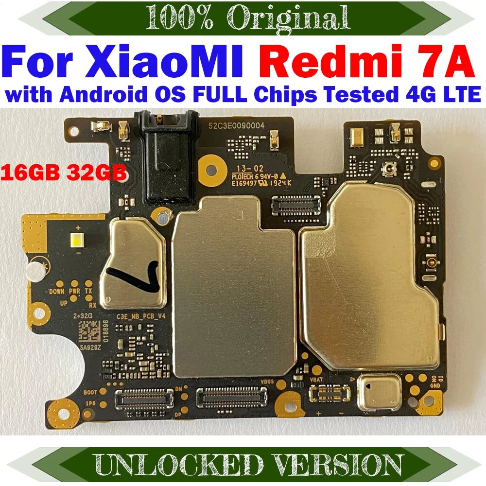 Оригинальная материнская плата для Xiaomi Hongmi Redmi 7A, материнская плата, полностью рабочая пластина, протестирована, хорошая, 16 ГБ, 32 ГБ, 100% разблокировка